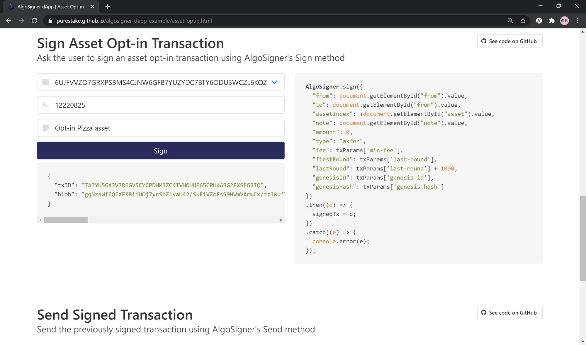 Adding Transaction Capabilities To A Dapp Using Algosigner Algorand Developer Portal